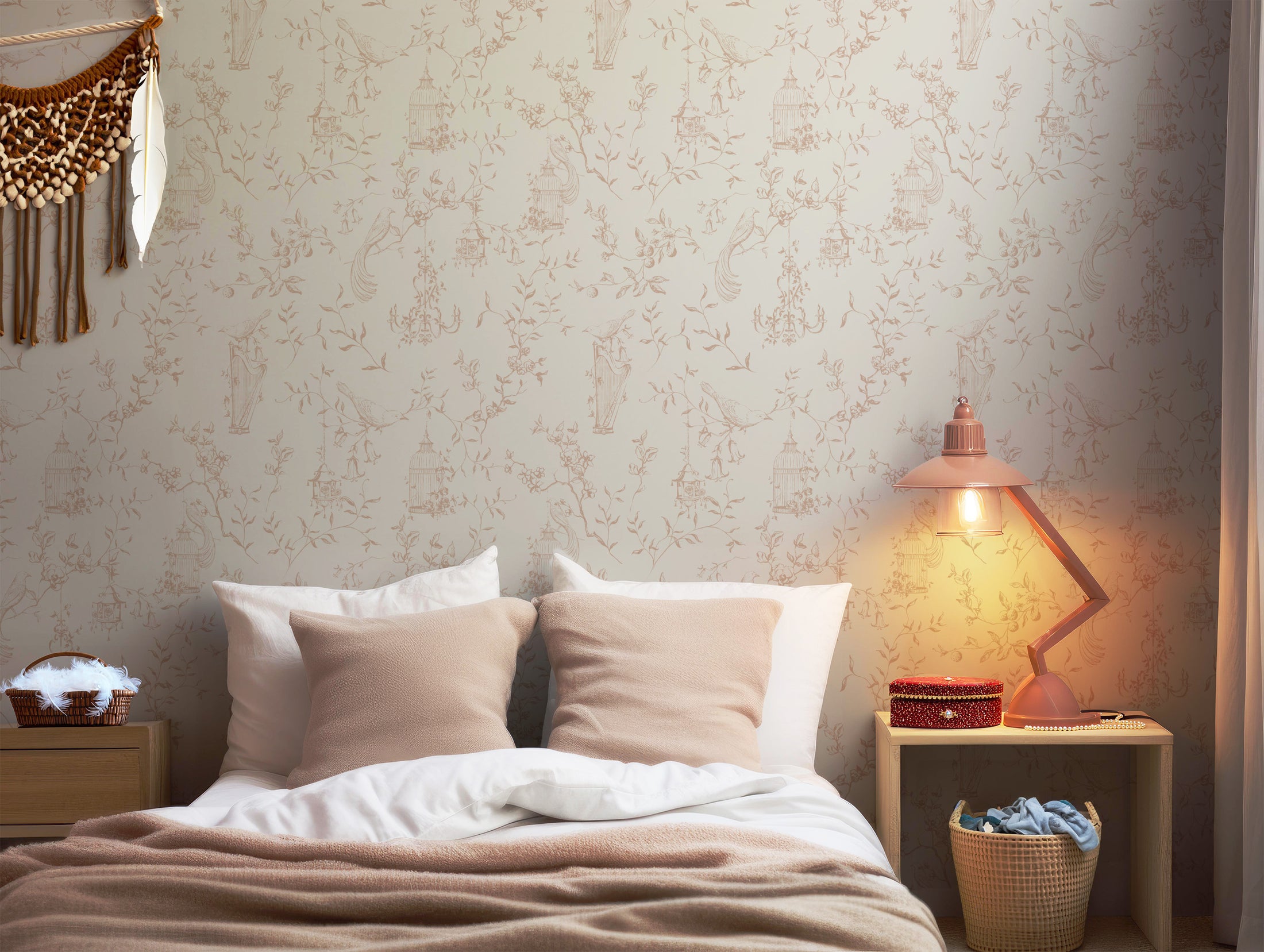 Vintage Toile Peel and Stick Wallpaper Warm Beige French Country ...