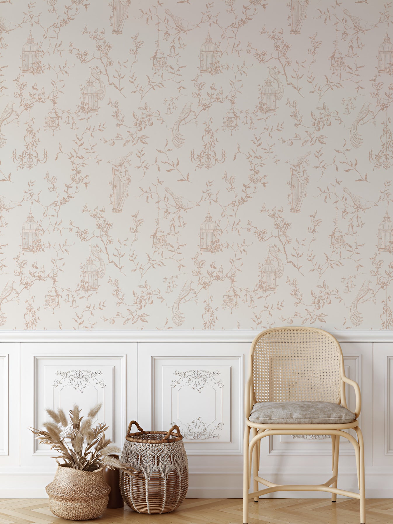 Vintage Toile Peel and Stick Wallpaper Warm Beige French Country ...