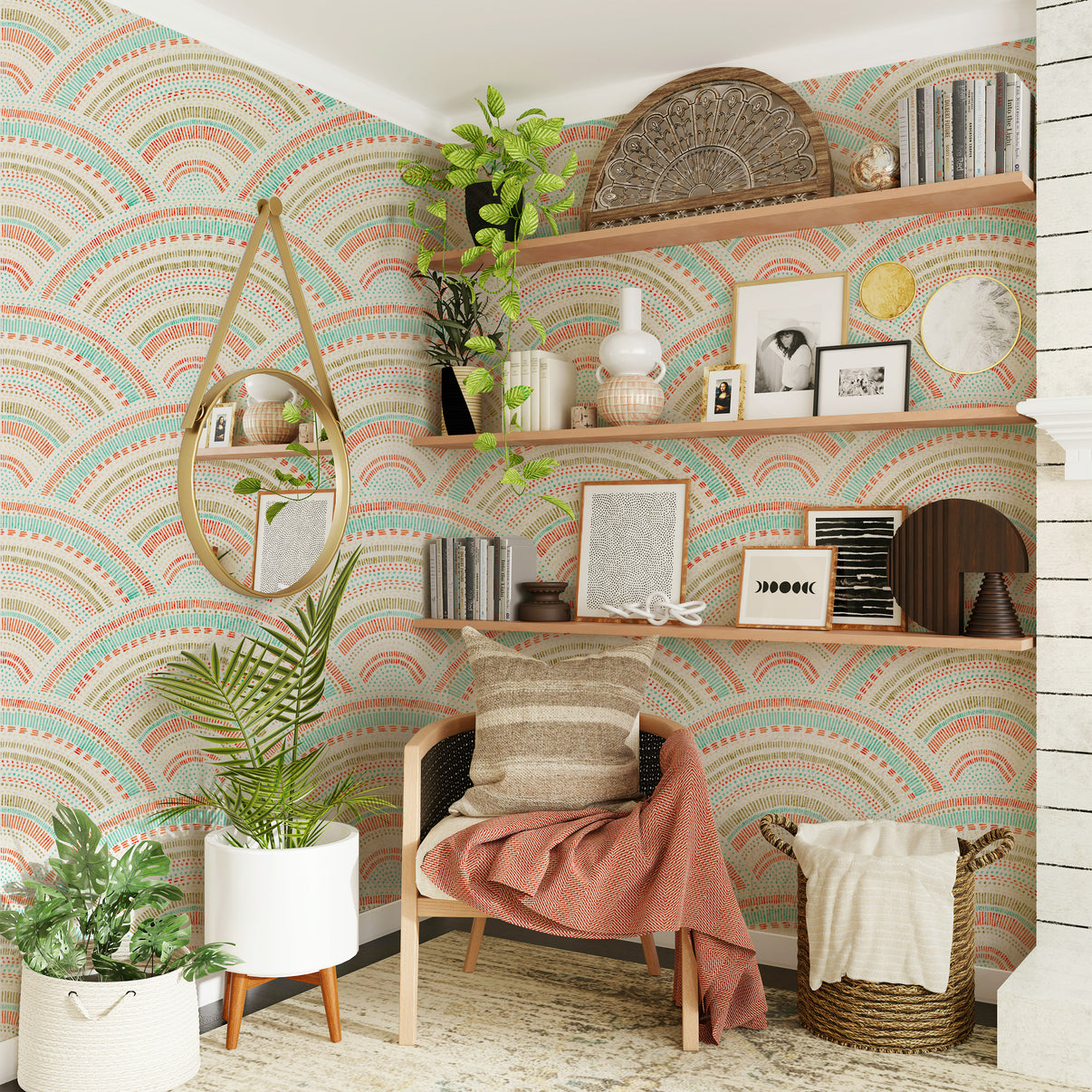 Modern Boho Colorful Rainbow Arch Peel and Stick Wallpaper – RollsRolla