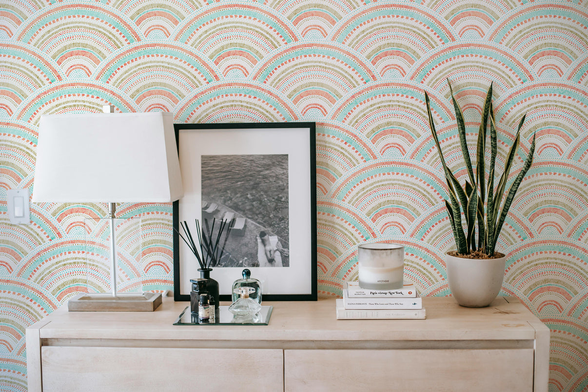 Modern Boho Beige Wallpaper Abstract Line Brush in US