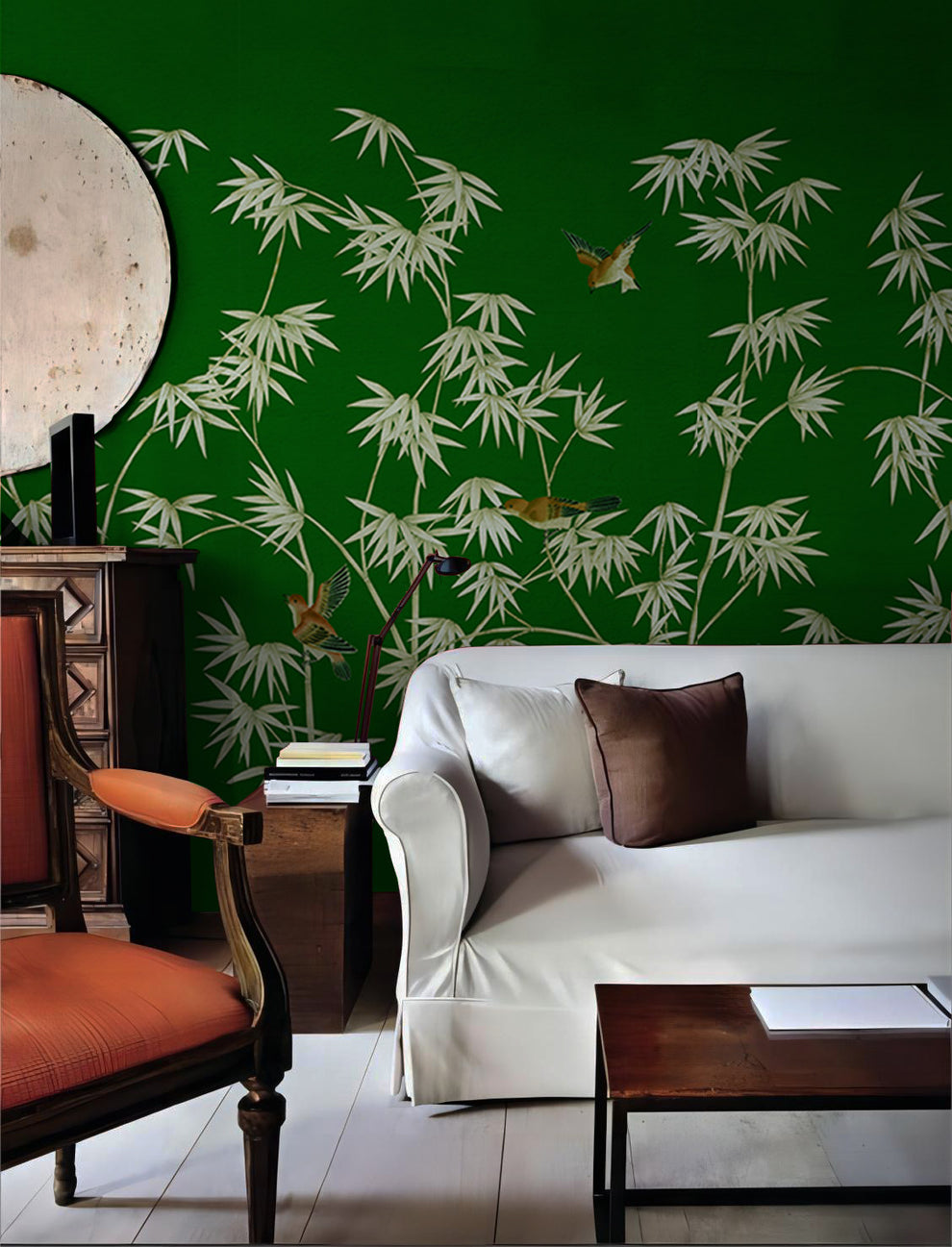 Jade Bamboo Chinoiserie Peel and Stick Wallpaper | Removable Wallpaper US